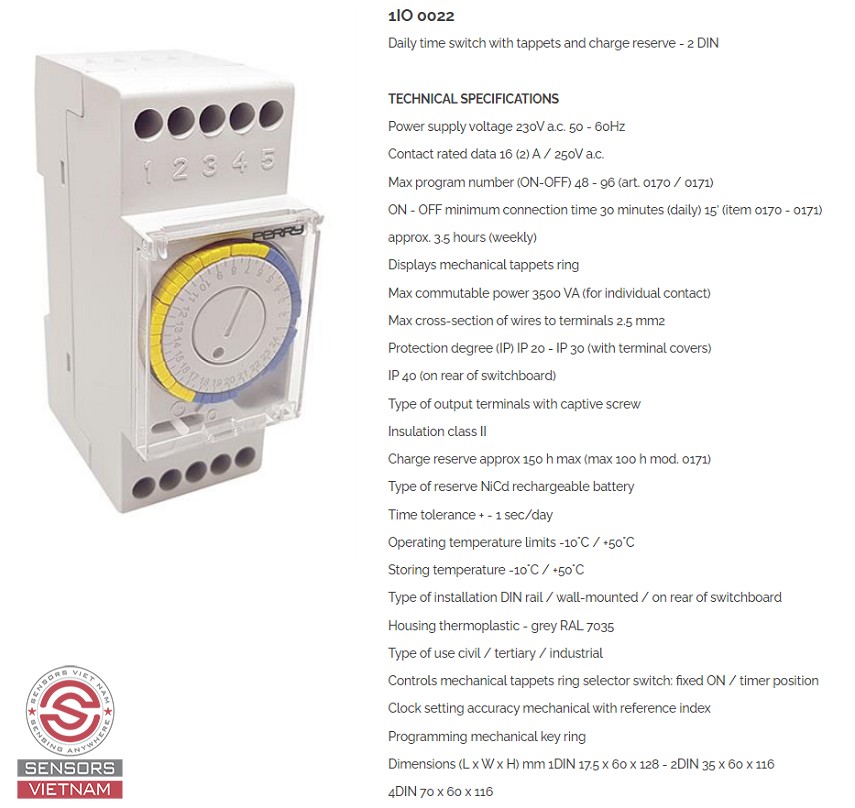 CÔNG TẮC THỜI GIAN TỰ ĐỘNG 1IO 0022 - SENSORS VIỆT NAM - CẢM BIẾN HVAC ...